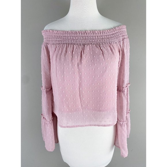Pink Lily | Tops | Pink Lily Off Shoulder Blush Pink Tiered Long Sleeve ...